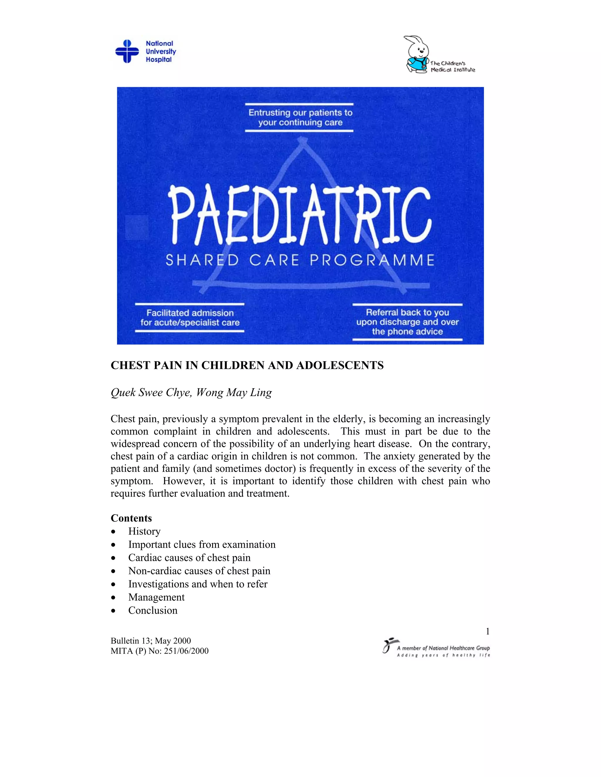 Chest pain in children + algoritmo | PDF