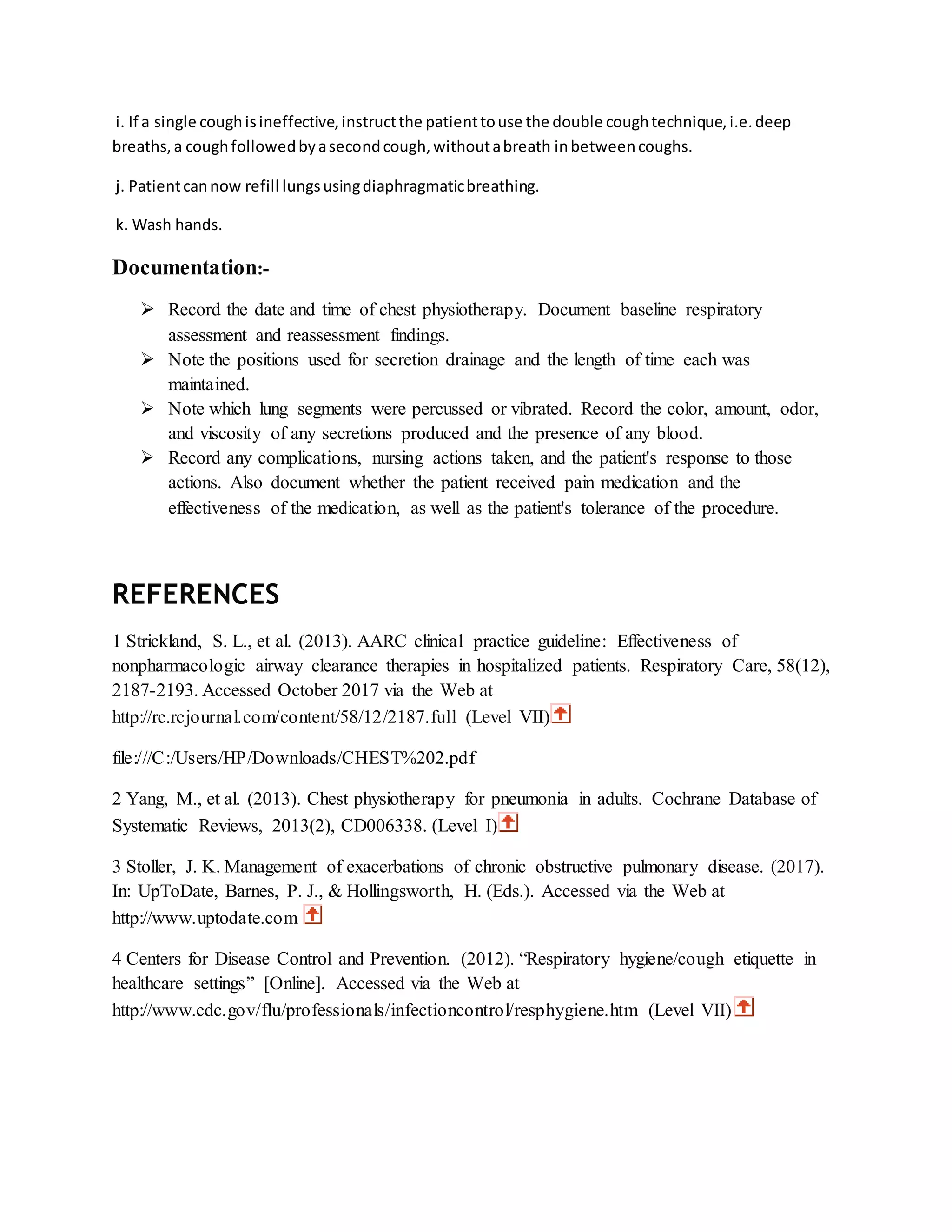 Chest physiotherapy procedure | DOCX