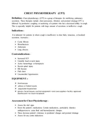 Chest physiotherapy procedure | DOCX