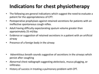 Techniques of chest physiotherapy and it's importance | PPT