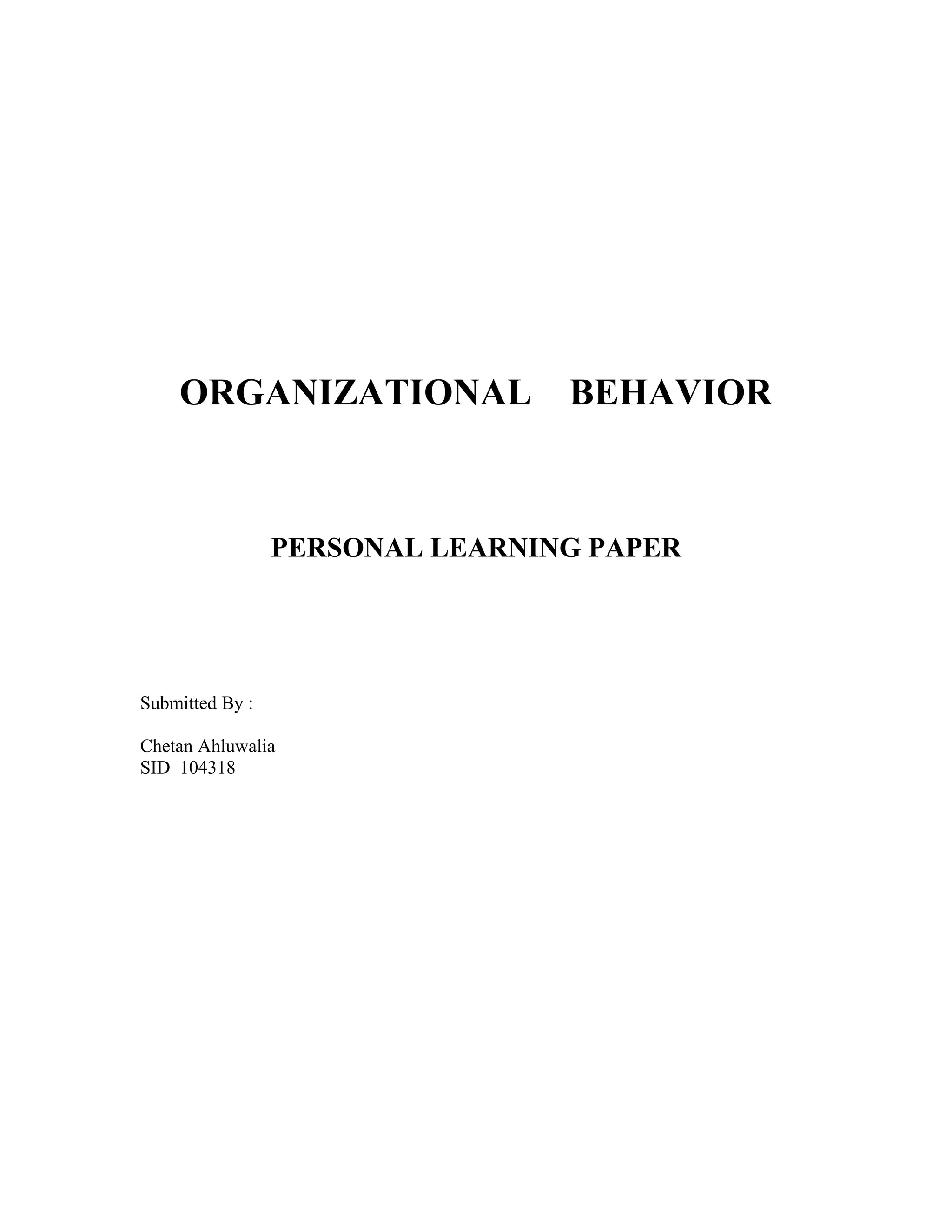 Organizational Behaviour | PDF | Free Download