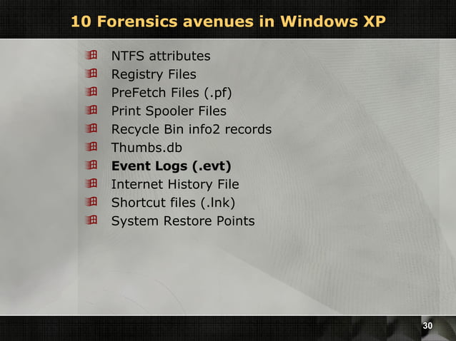 Chetan-Mining_Digital_Evidence_in_Microsoft_Windows | PPT