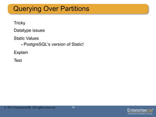 Chetan postgresql partitioning | ODP | Databases | Computer Software and Applications