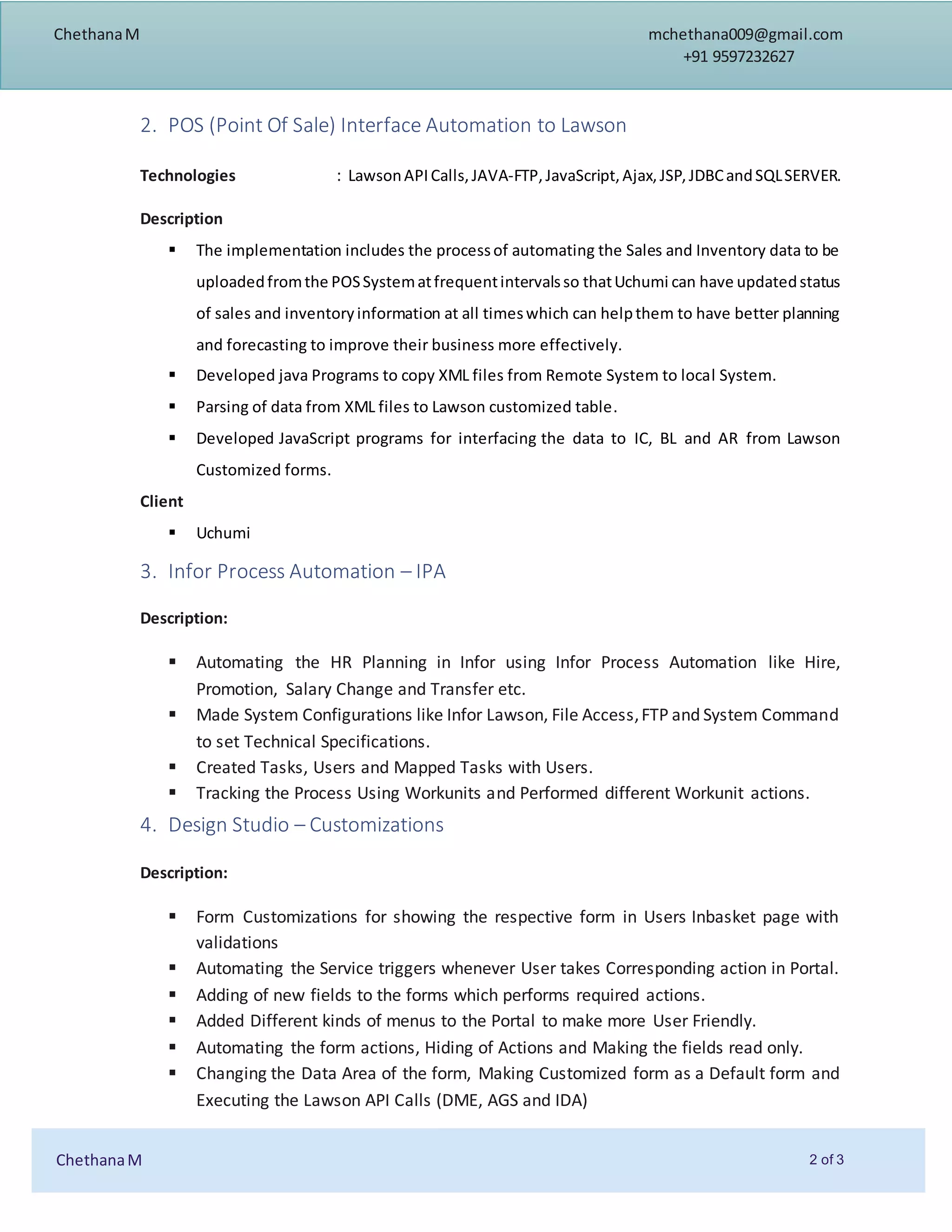 Chethana infor resume | DOCX