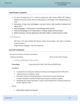 Chethana infor resume | DOCX | Computer Software and Applications | Computing