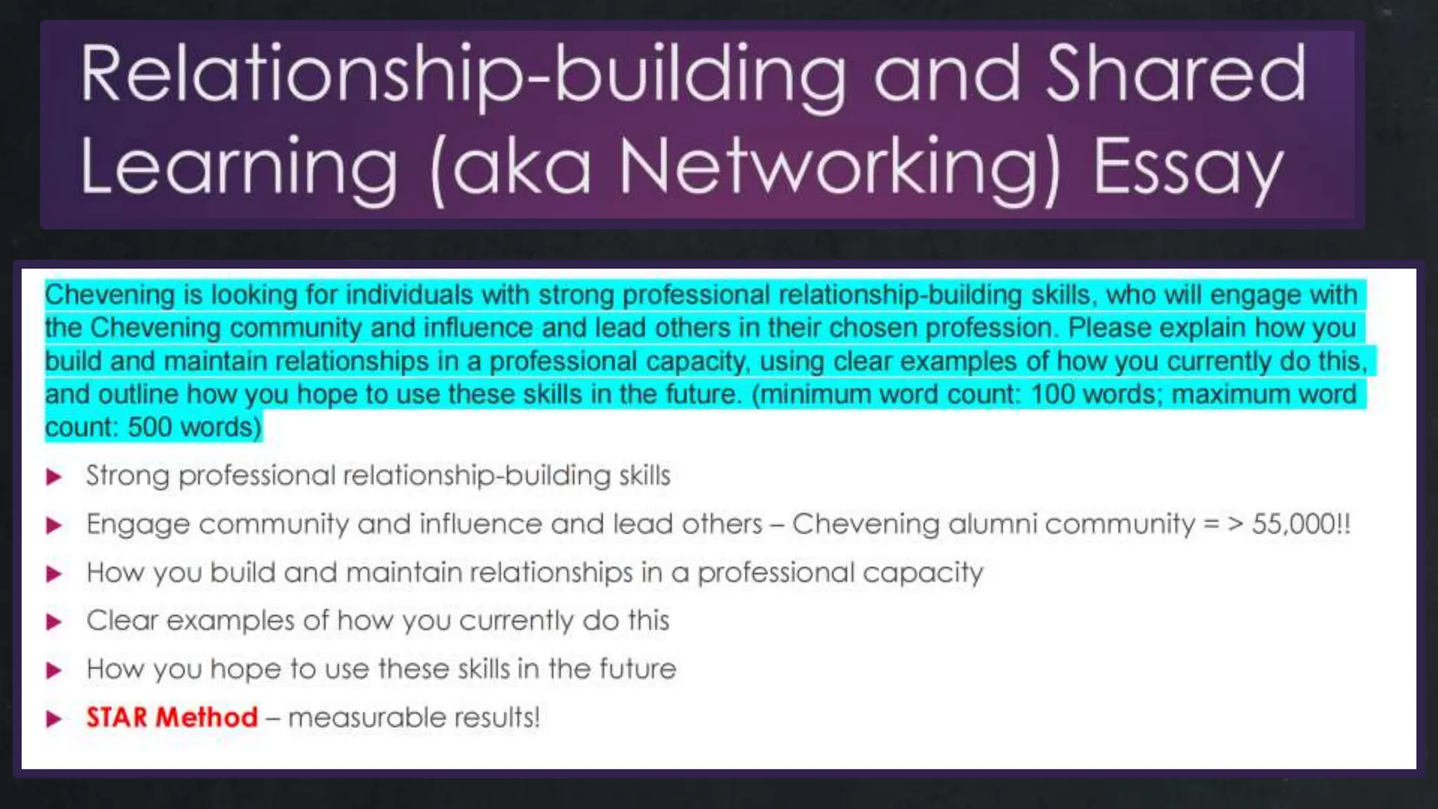 Chevening Scholarship Networking Leadership and Influence Essays ...