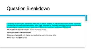 Chevening Scholarship Networking Leadership and Influence Essays ...
