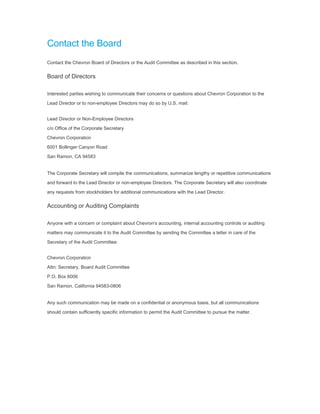 Chevron Corp_Corporate Governance_Contact The Board | DOC