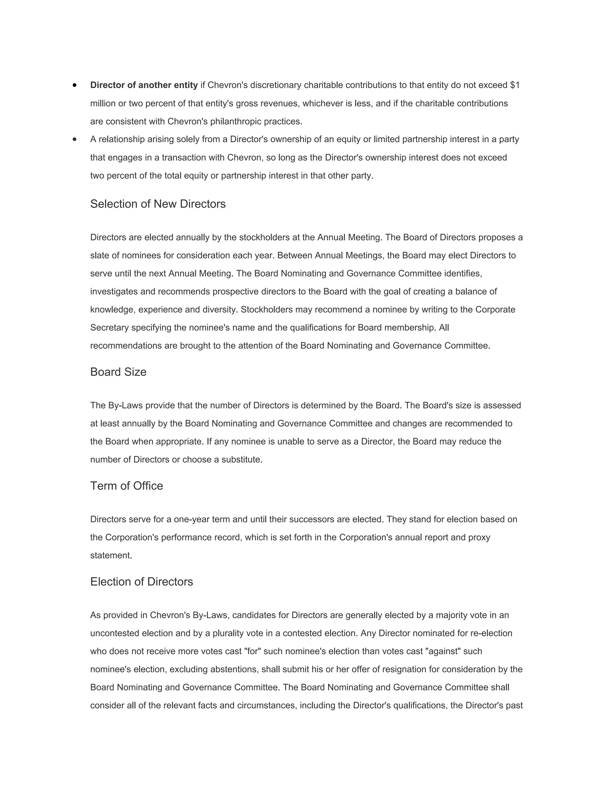 Chevron Corp_Corporate Governance_Governance Guidelines | DOC