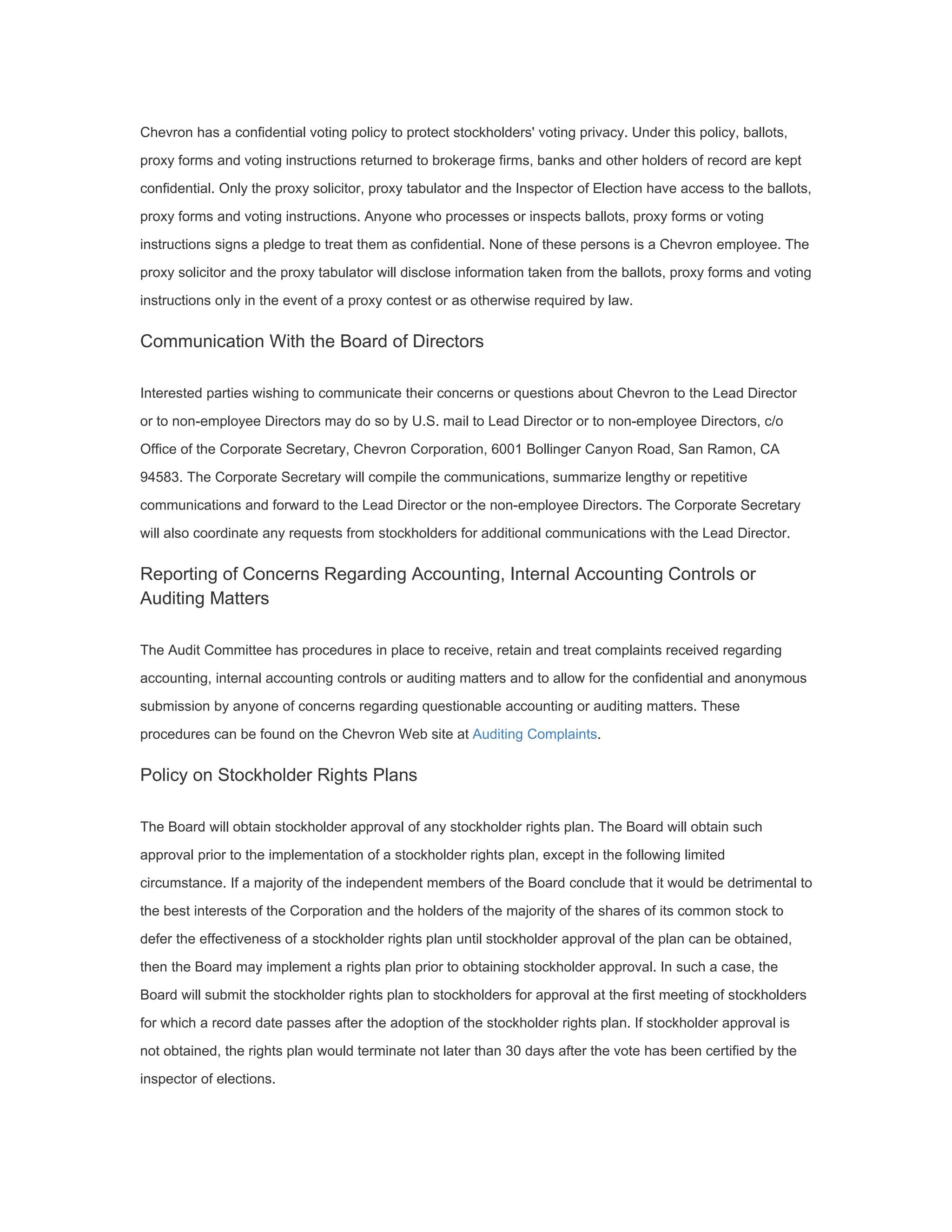 Chevron Corp_Corporate Governance_Governance Guidelines | DOC