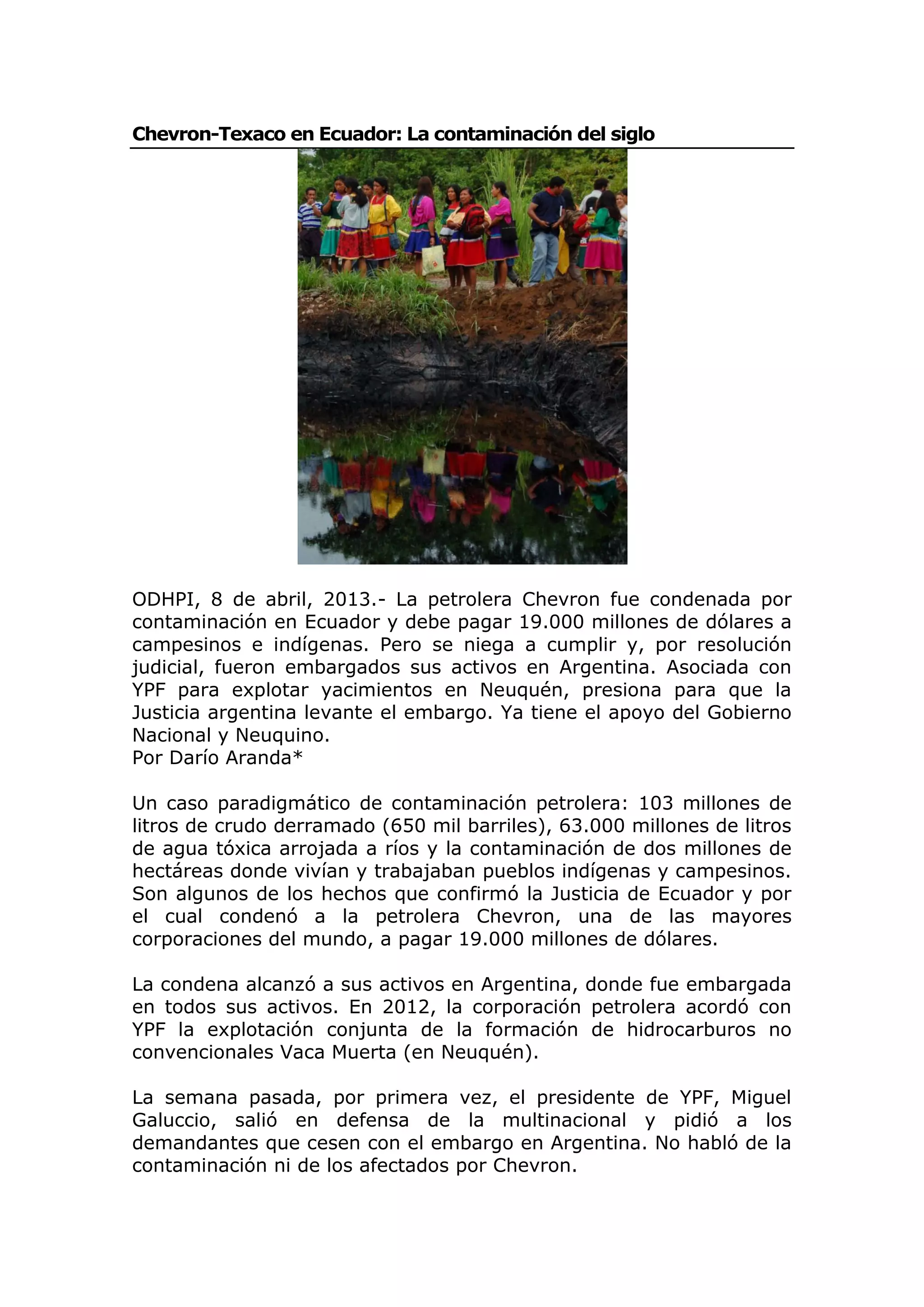 Chevron-Texaco en Ecuador: La contaminación del siglo | PDF