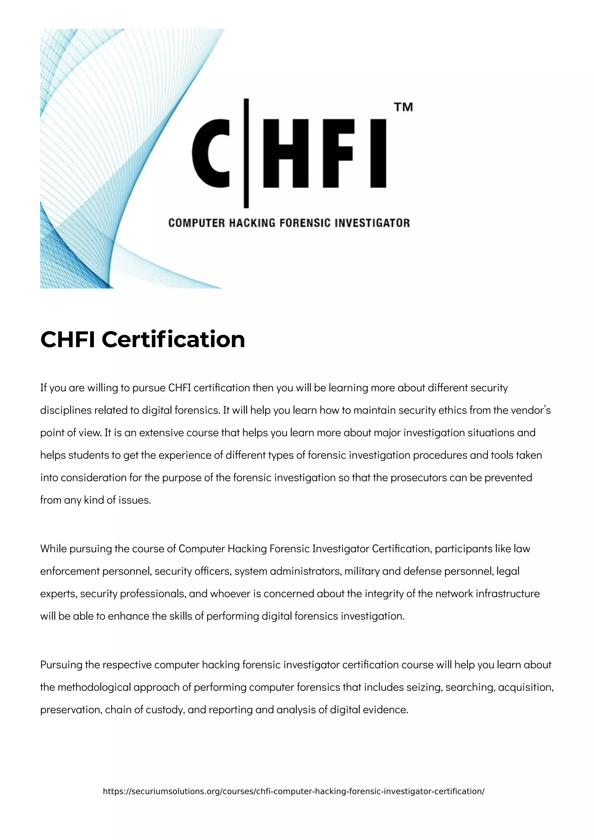 CHFI Certification | PDF