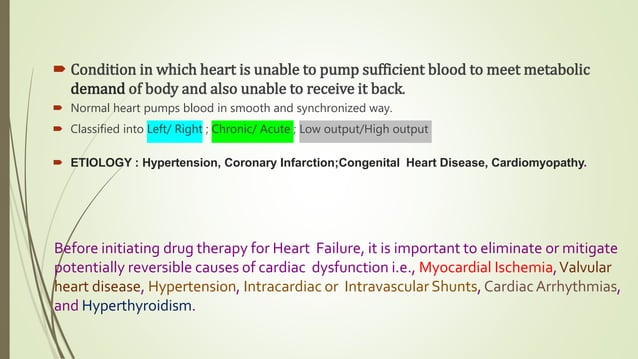 Congestive Heart Failure and Drugs used in CCF by Dr. Pawan | PPT