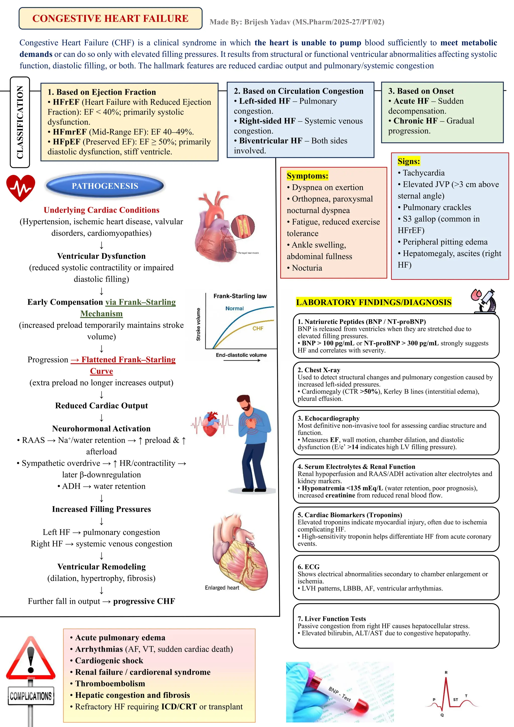 Congestive Heart Failure Quick Infographic (Pathophysiology) | PDF