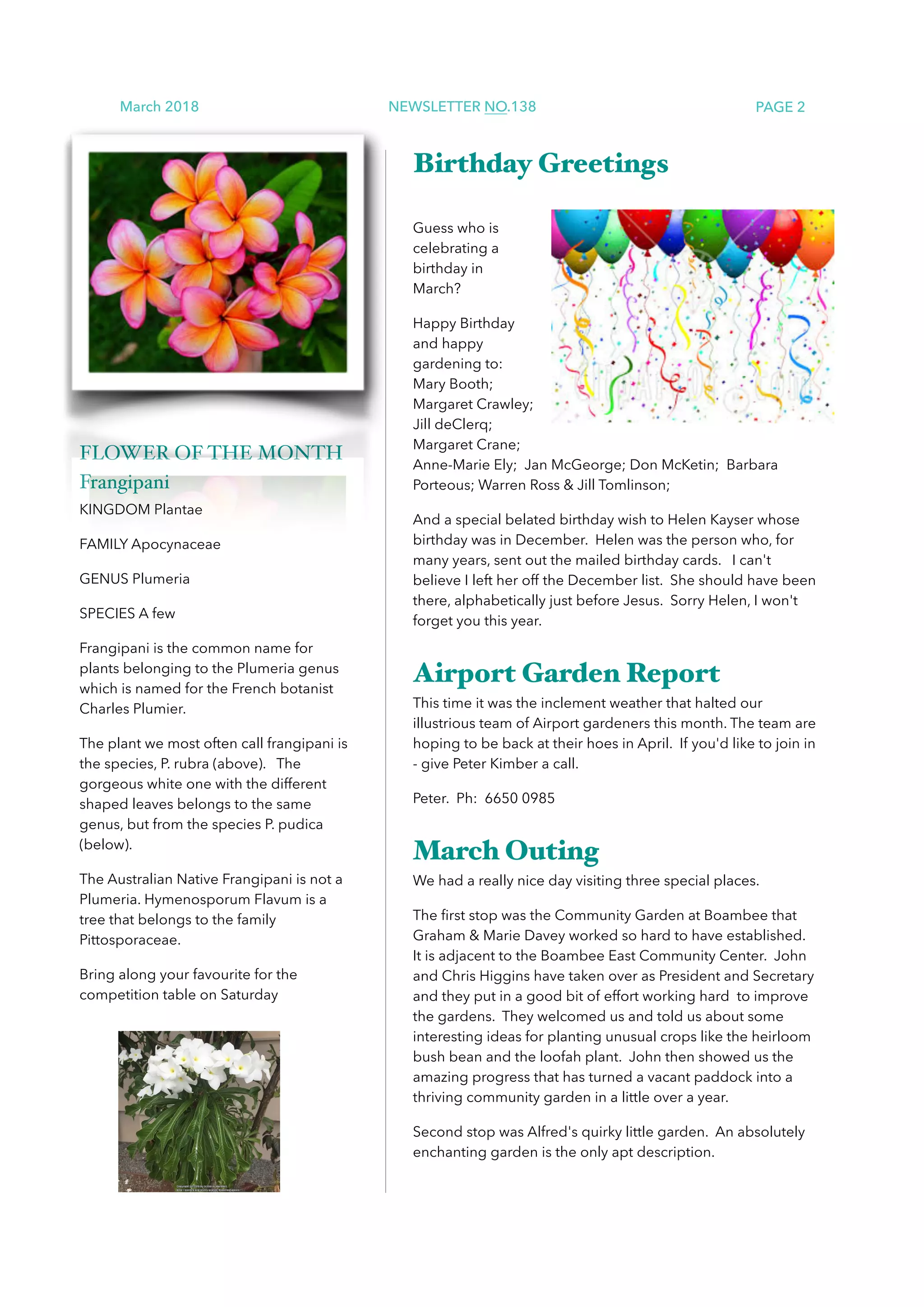 CHGC Newsletter No. 138 March 2018 | PDF