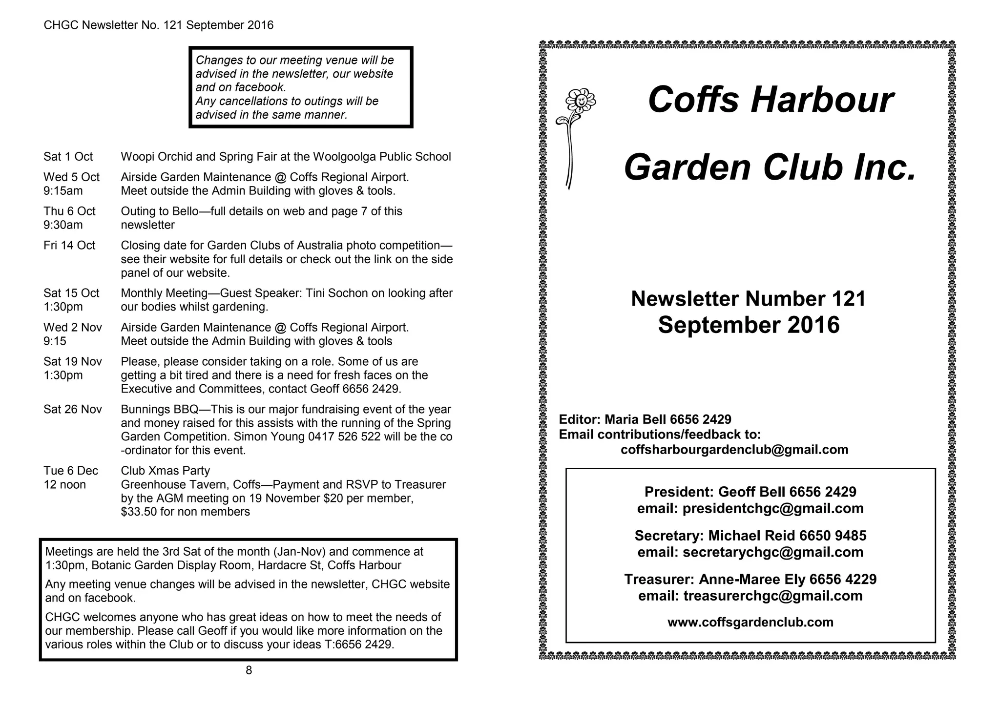 CHGC Newsletter No. 121 Sep 2016 | PDF