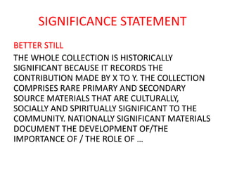 Assessing the significance of cultural heritage - Tania Cleary | PPT