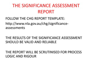 Assessing the significance of cultural heritage - Tania Cleary | PPT