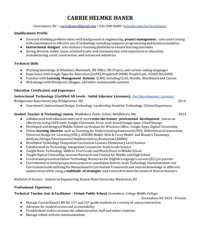 CH Haner Resume | PDF