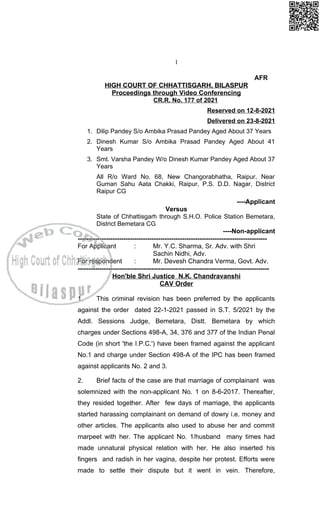 Chhattis garh hc marital rape order | PDF