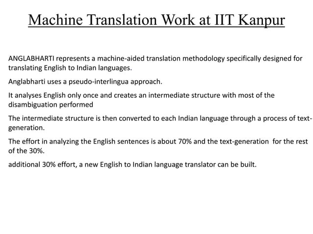 Machine Translation System: Chhattisgarhi to Hindi | PPT