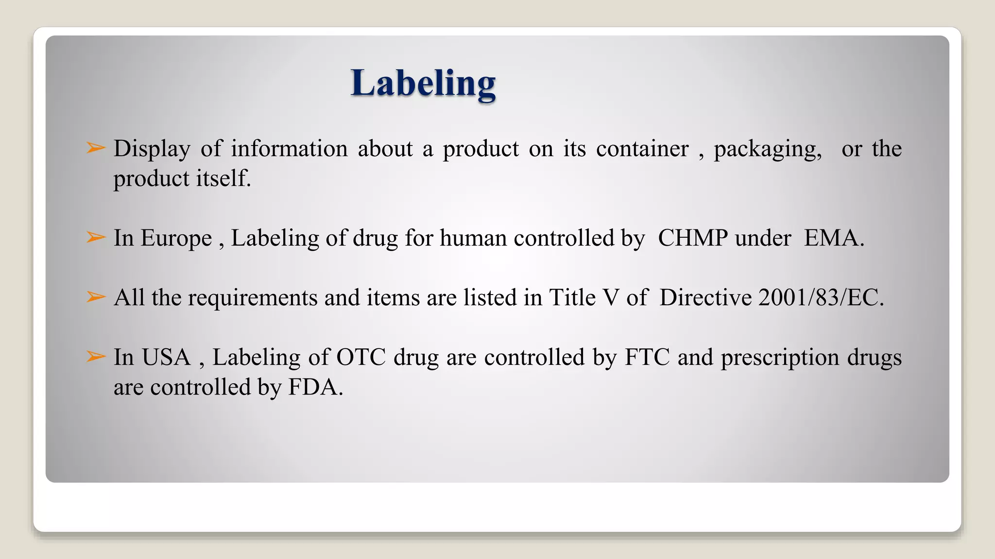 labelling of drugs and cosmetics in European Union | PPTX