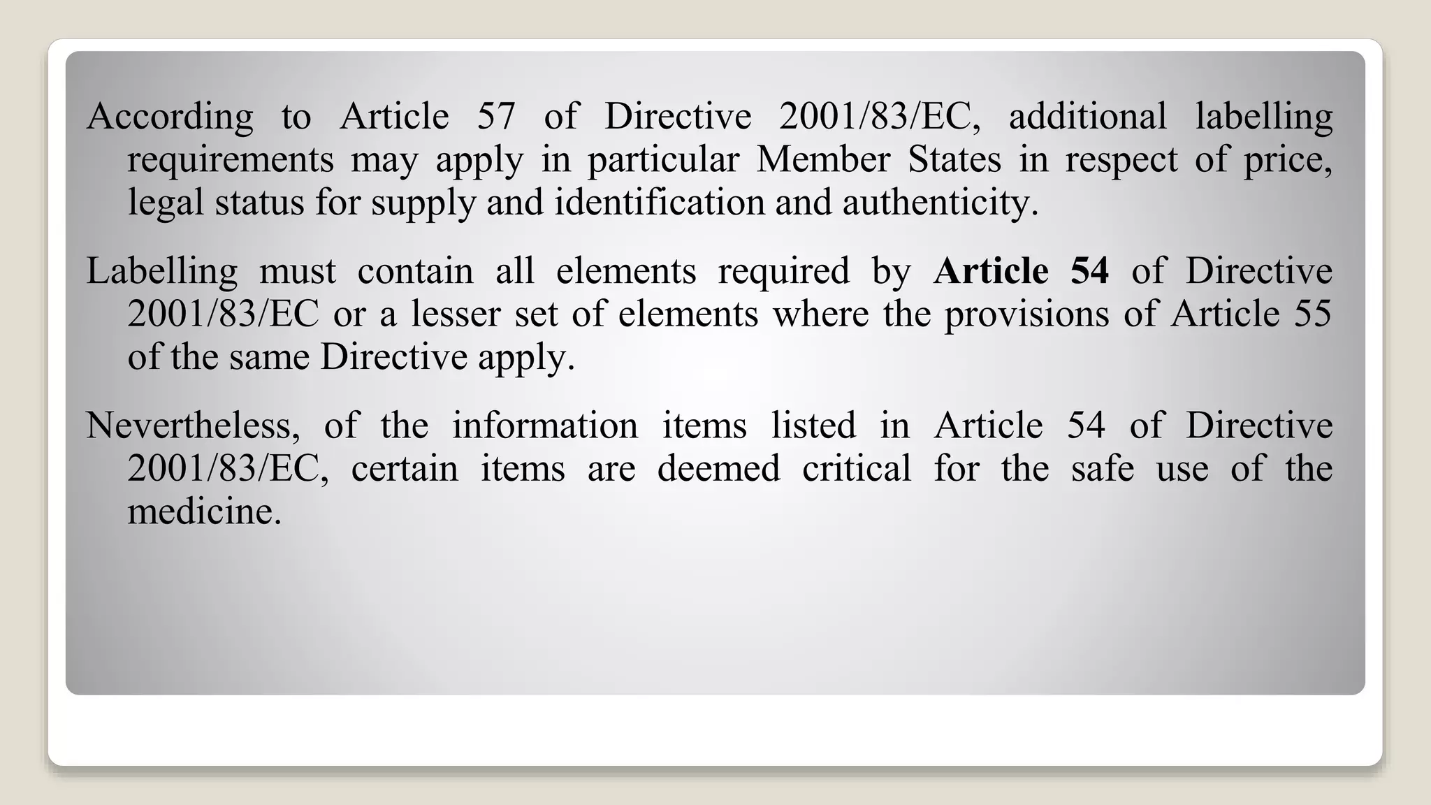 labelling of drugs and cosmetics in European Union | PPTX