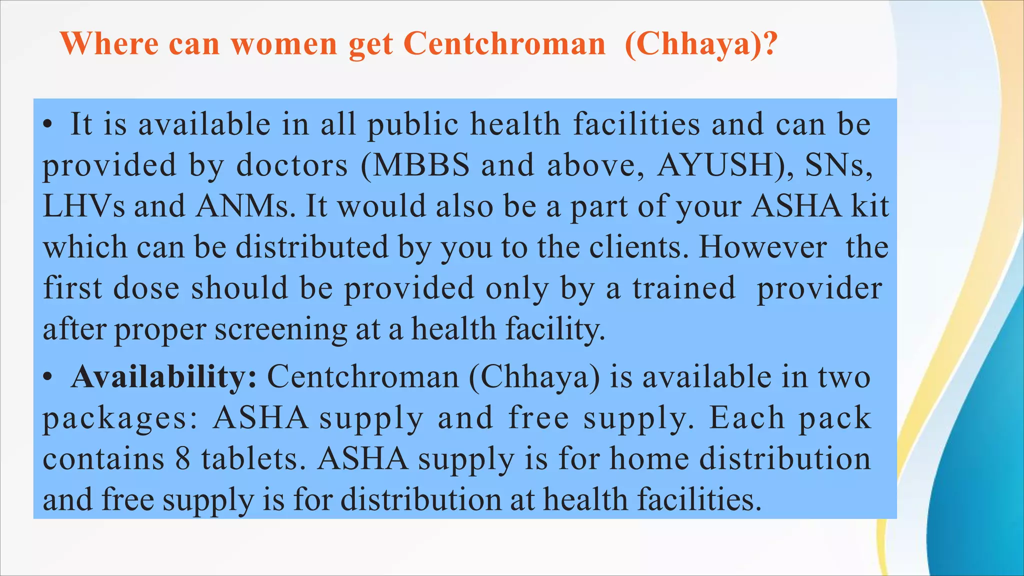 Centchroman Tablets I.P.( Chhaya) Oral Contraceptive Pills | PDF