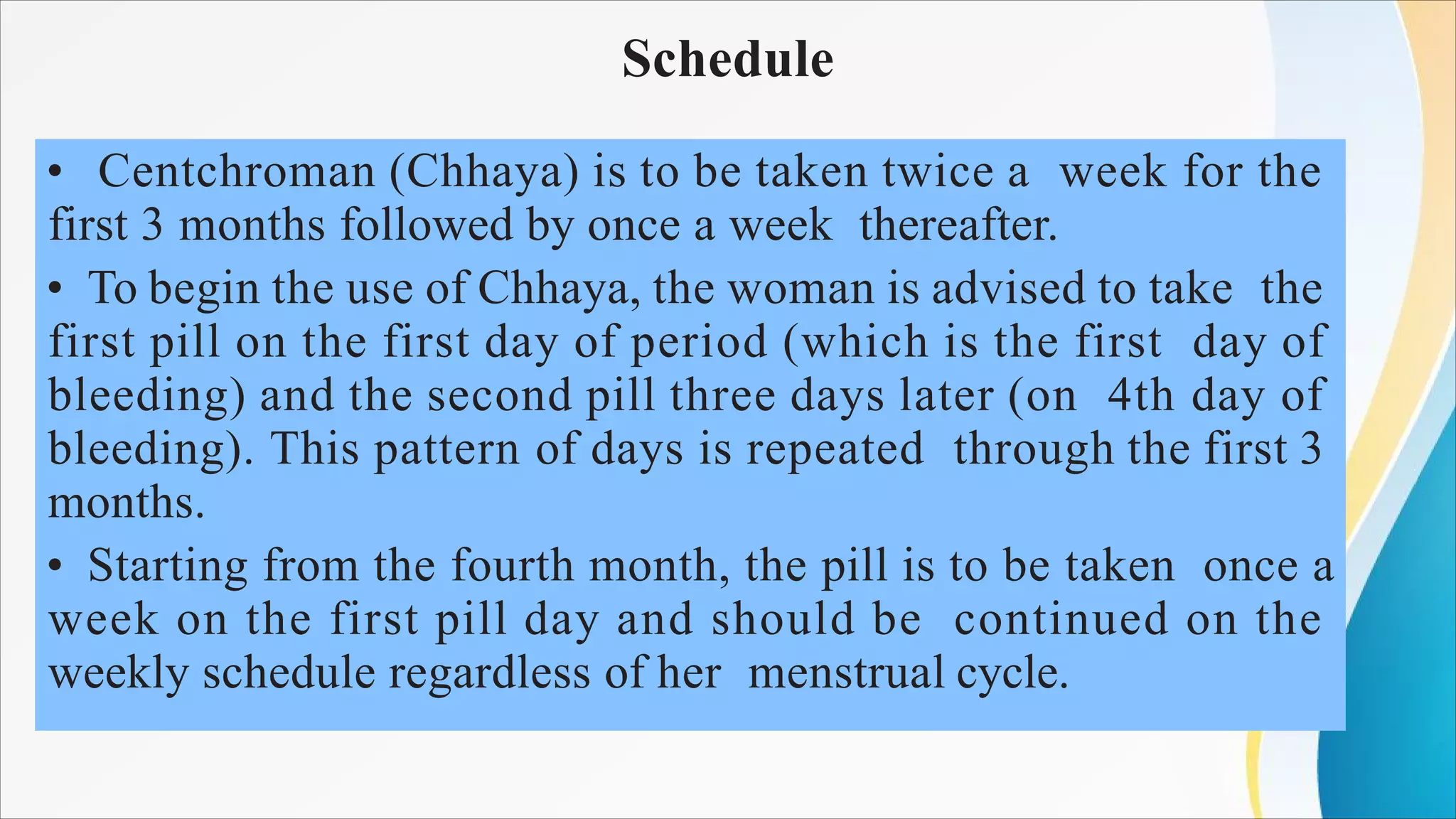 Centchroman Tablets I.P.( Chhaya) Oral Contraceptive Pills | PDF