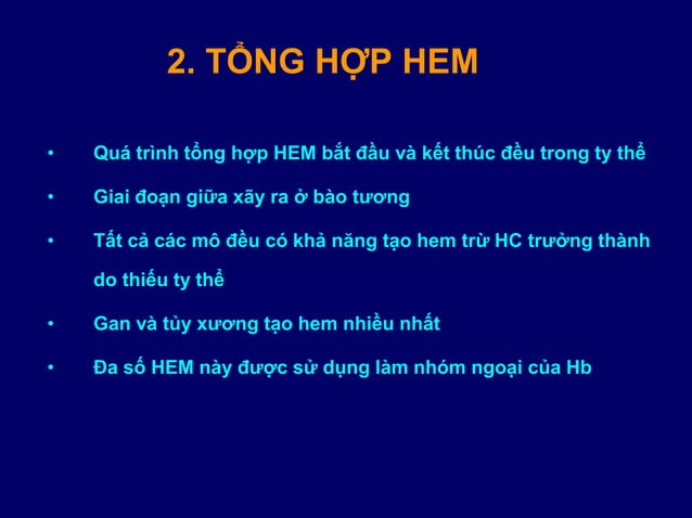 Chuyển hoá Hemoglobin bài giảng chương trình y khoa | PDF