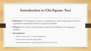 CHI-SQUARE TEST,TYPES,ASSUMPTIONS OF CHI-SQUARE TEST.pptx