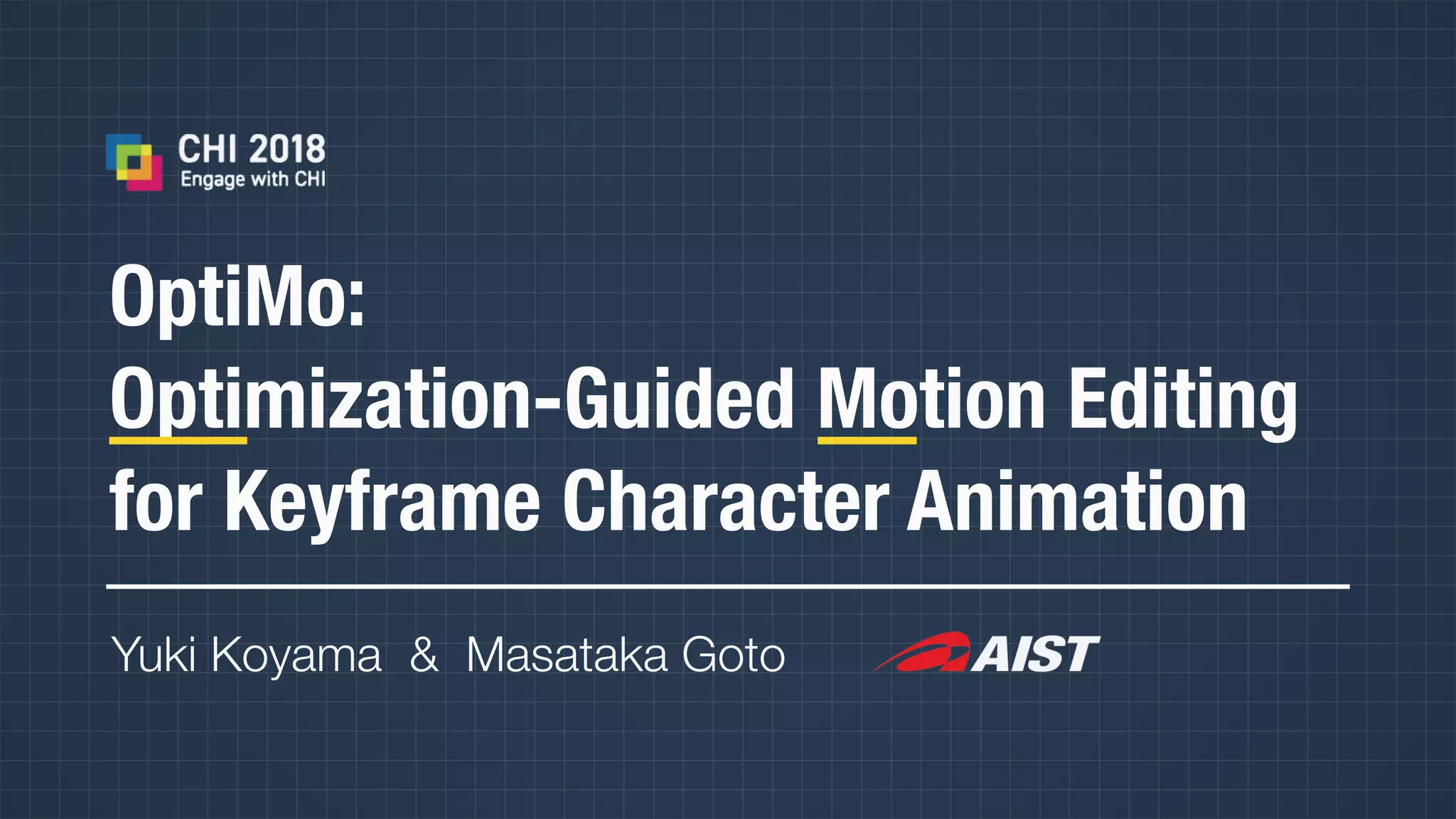 [CHI 2018] OptiMo: Optimization-Guided Motion Editing for Keyframe Character Animation | PPT