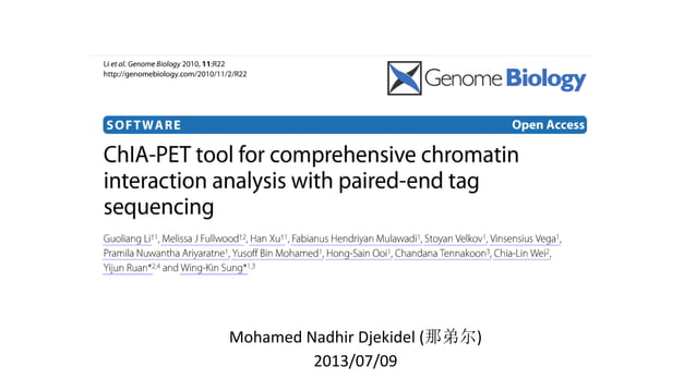 Overview of ChIA-PET tools | PPTX | Genetics | Science
