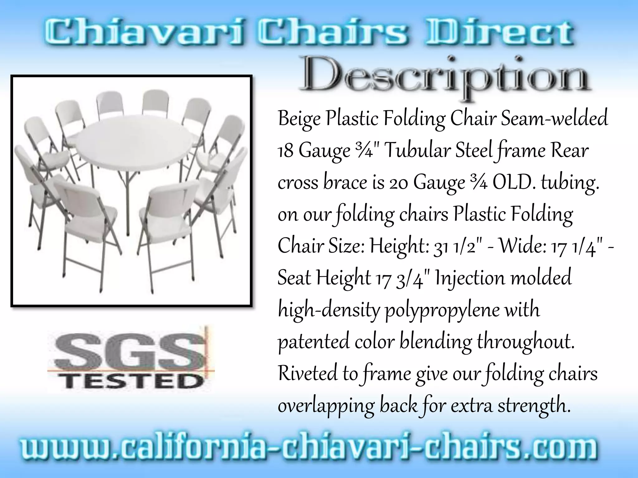 Chiavari Chairs Direct Presenting Beige Poly Folding Chair | PPT