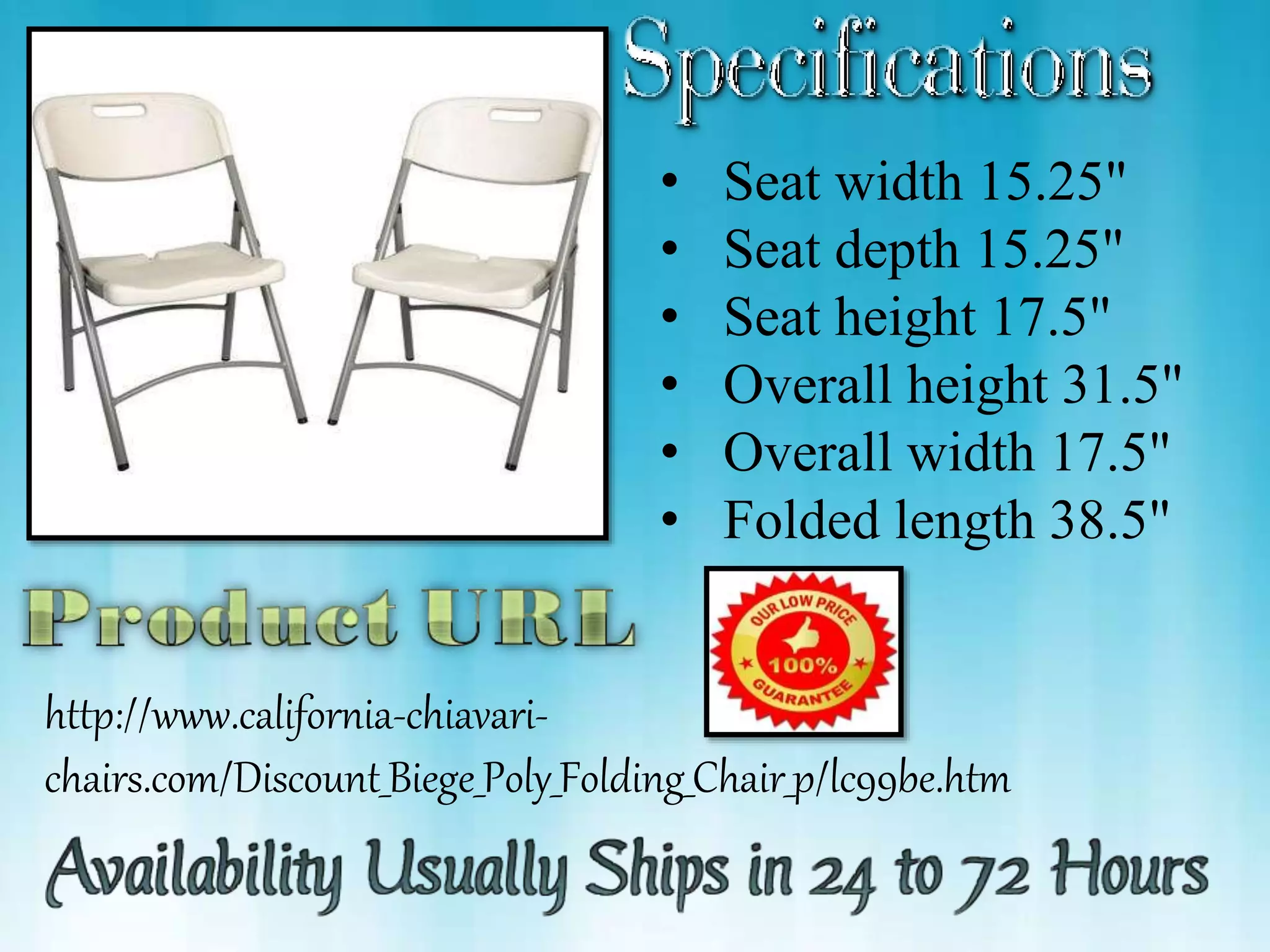 Chiavari Chairs Direct Presenting Beige Poly Folding Chair | PPT