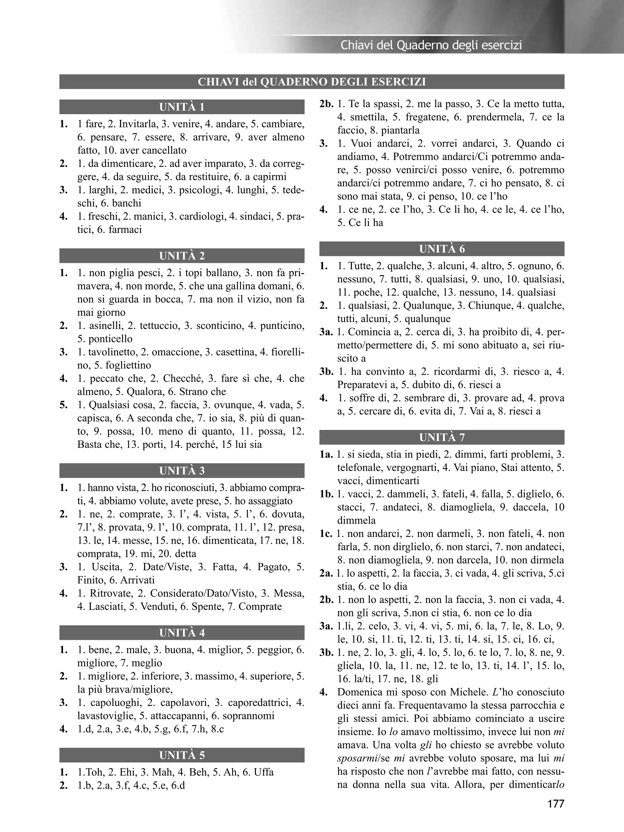 Chiavi del quaderno degli esercizi - Nuovo progetto italiano 3 | PDF