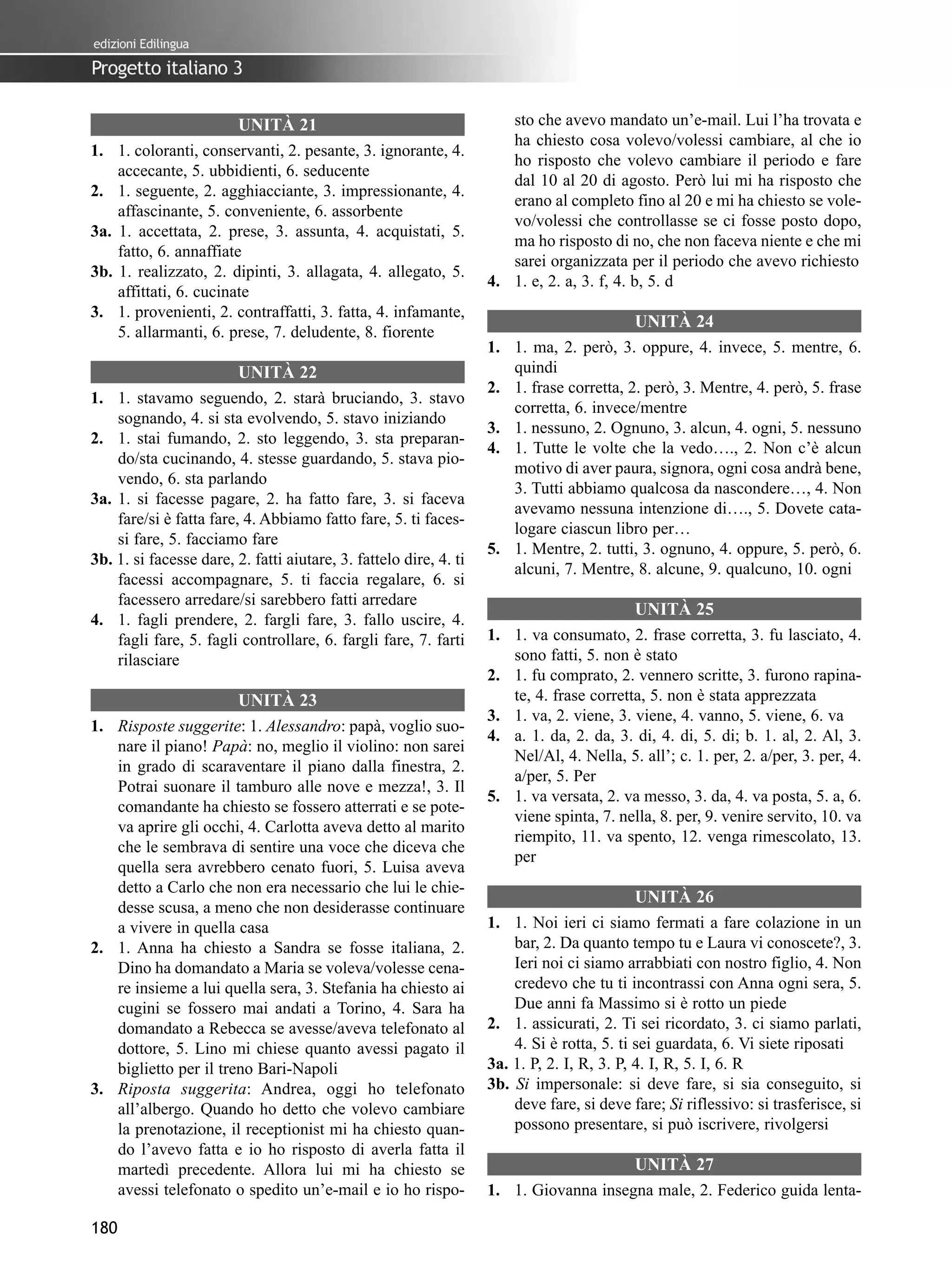 Chiavi del quaderno degli esercizi - Nuovo progetto italiano 3 | PDF