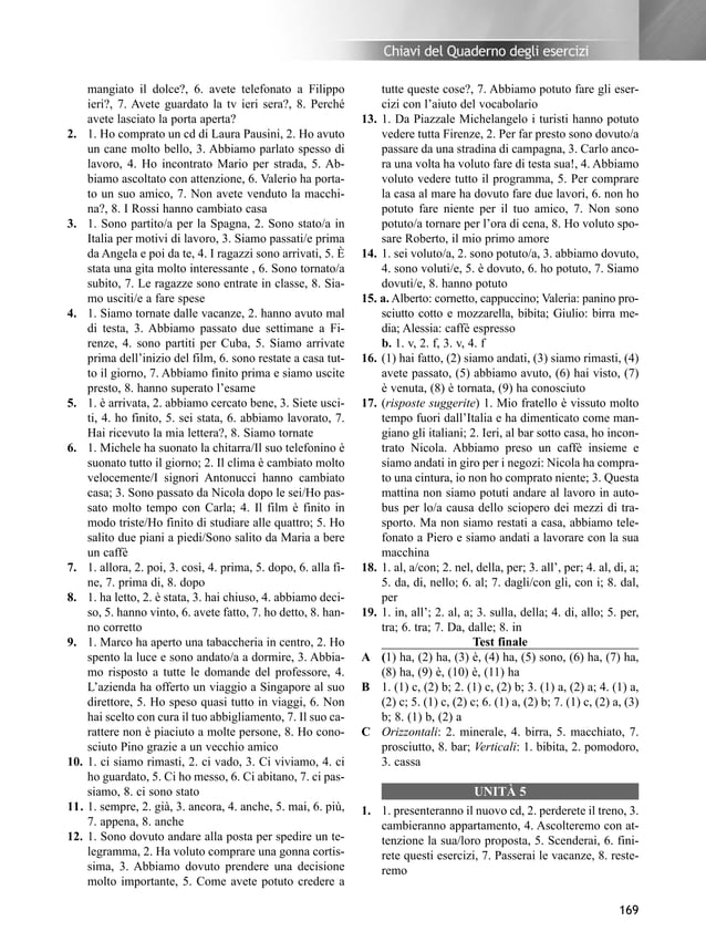 Chiavi quaderno degli esercizi -OLD-Nuovo Progetto italiano 1 | PDF