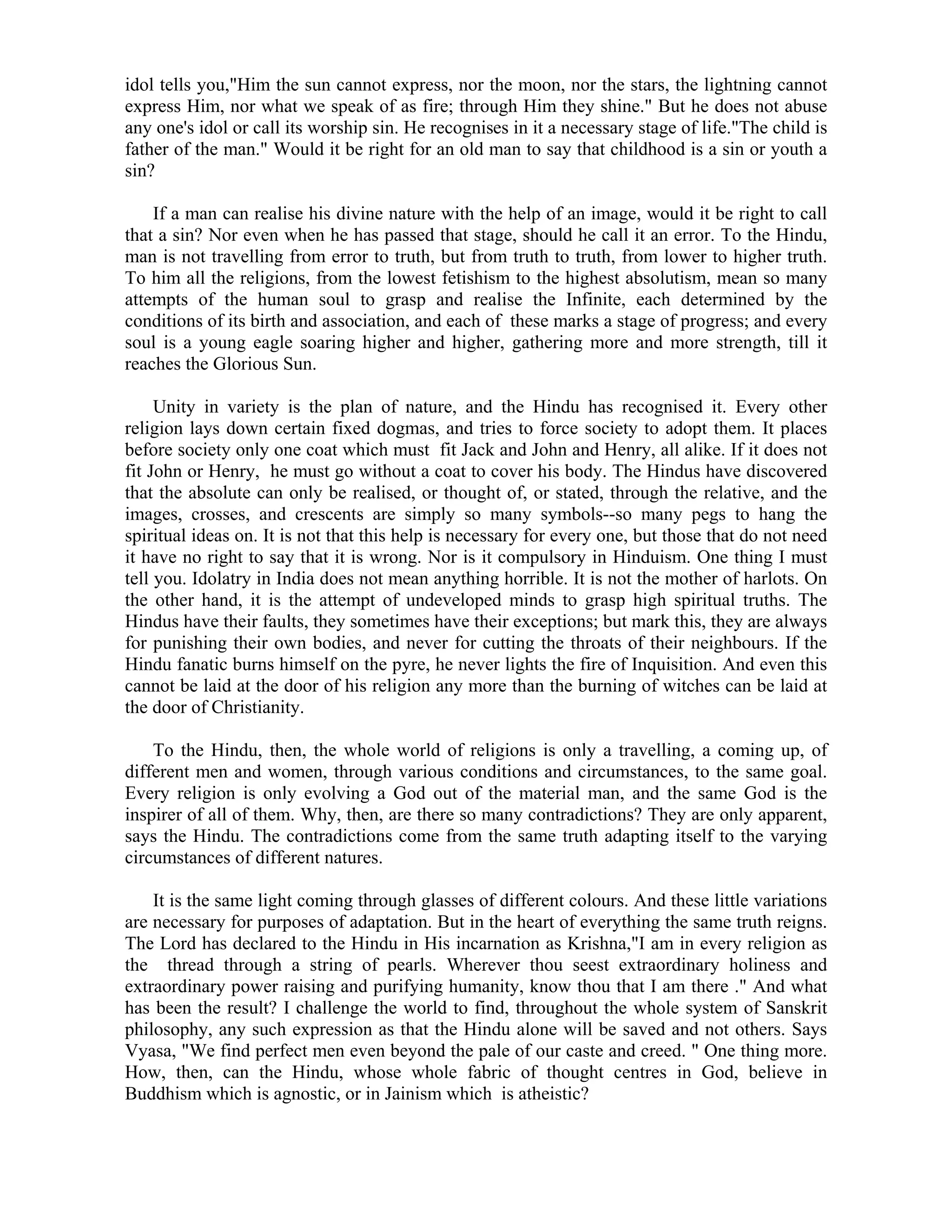 SWAMI VIVEKANANDA’S SPEECH AT WORLD PARLIAMENT OF RELIGION, CHICAGO | PDF