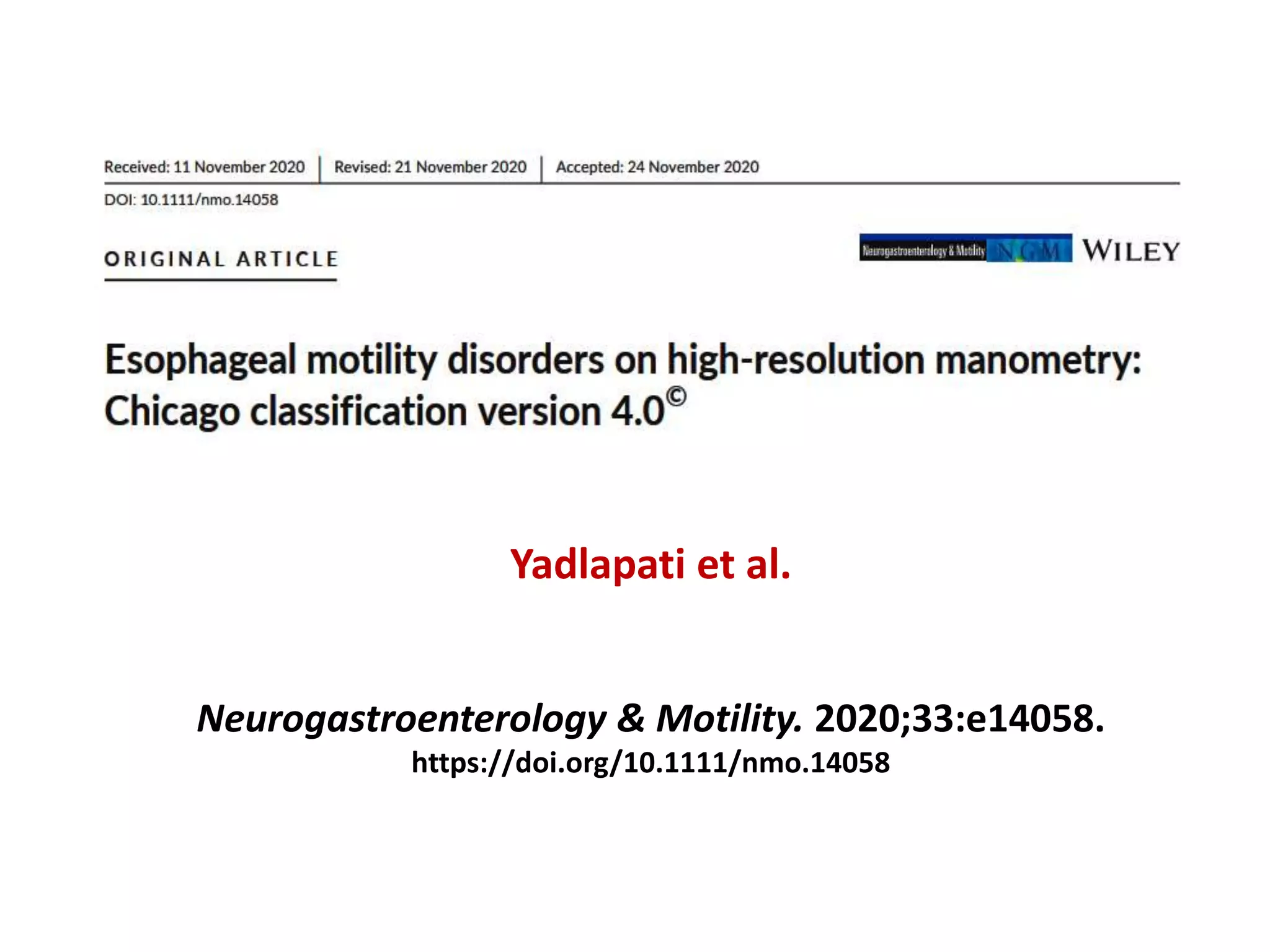 Chicago classification version 4.0: HRM classification of esophageal ...