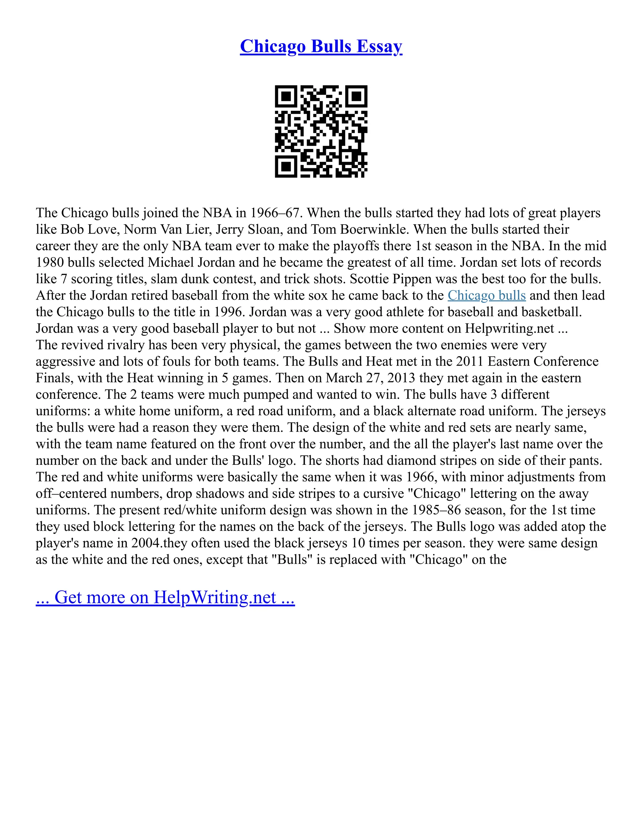 Chicago Bulls Essay | PDF