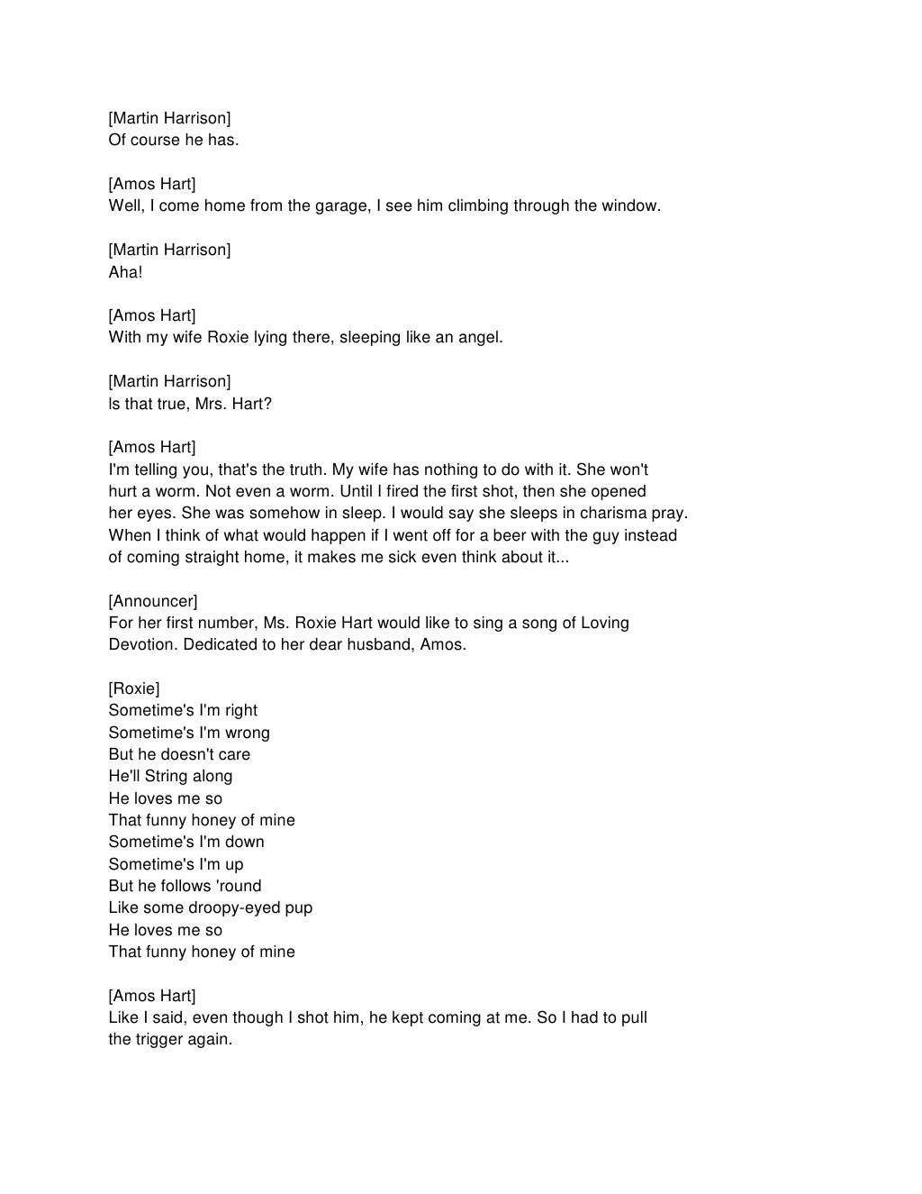 Chicago musical script