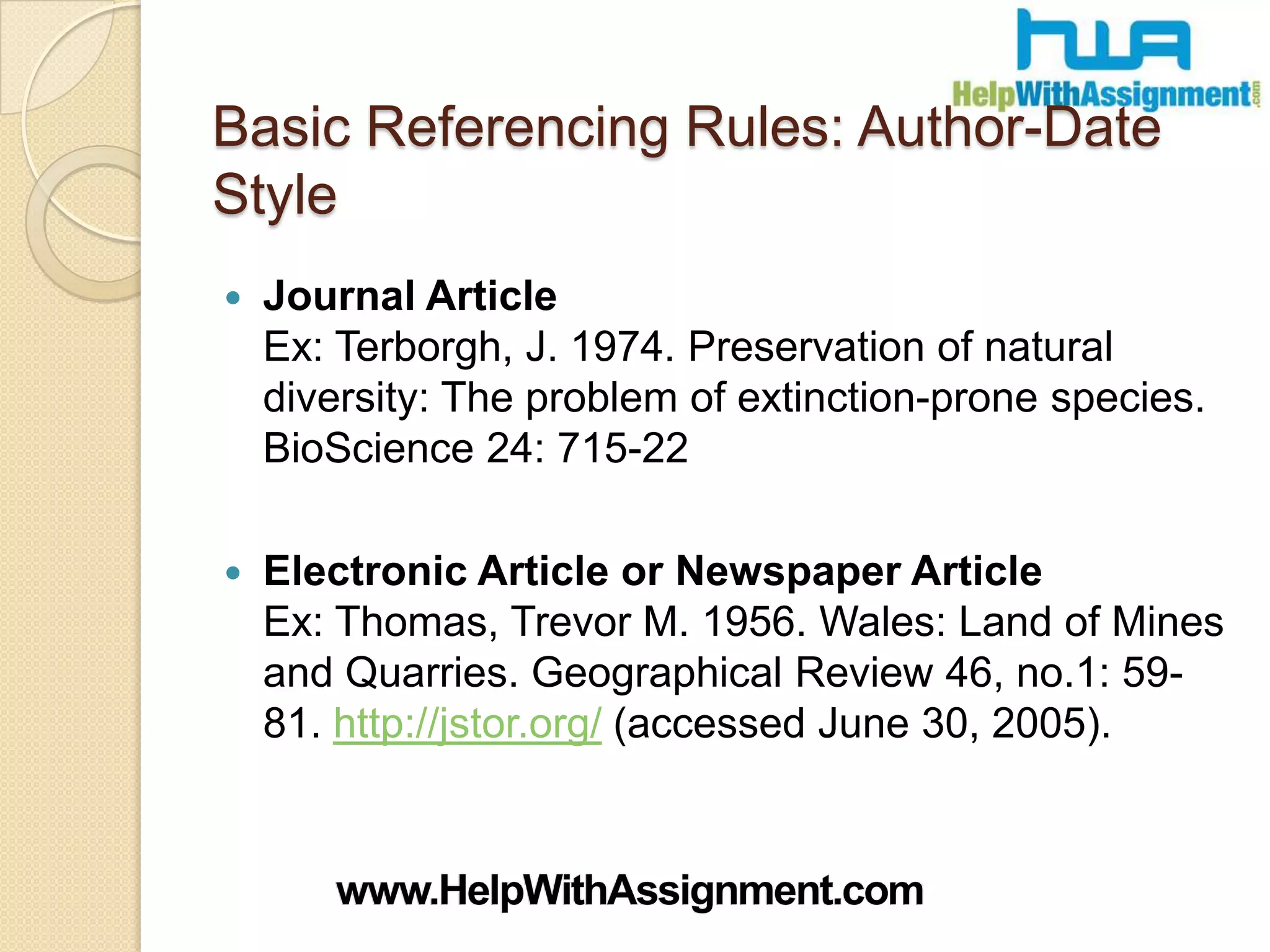 Chicago Referencing Style HelpWIthAssignment.com