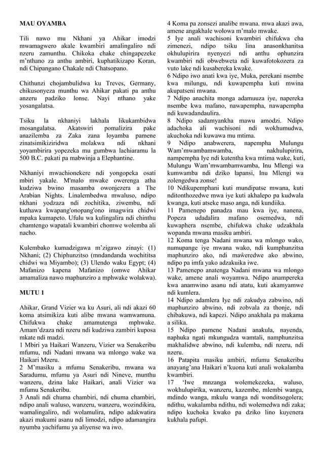 Chichewa - The Story of Ahikar the Grand Vizier of Assyria.pdf