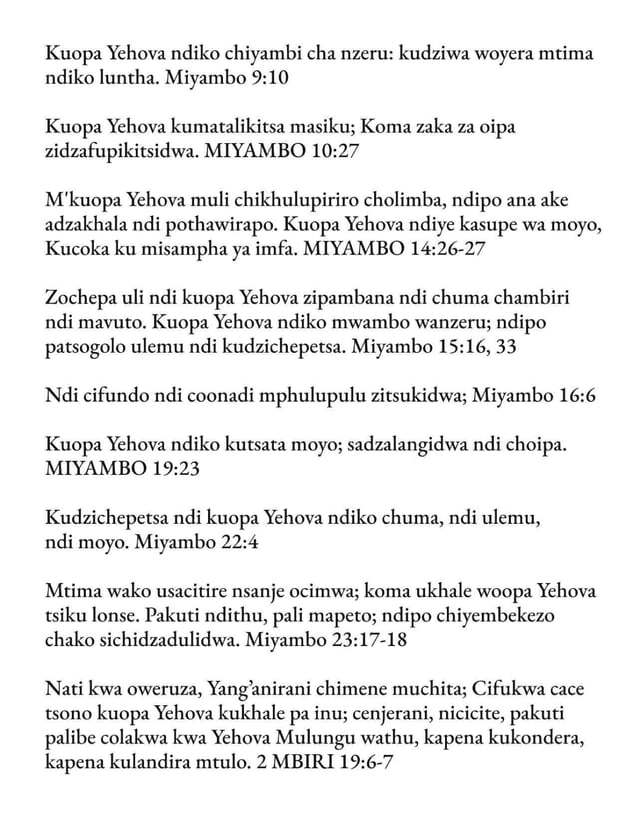 Chichewa Nyanja The Fear of the LORD Tract | PDF