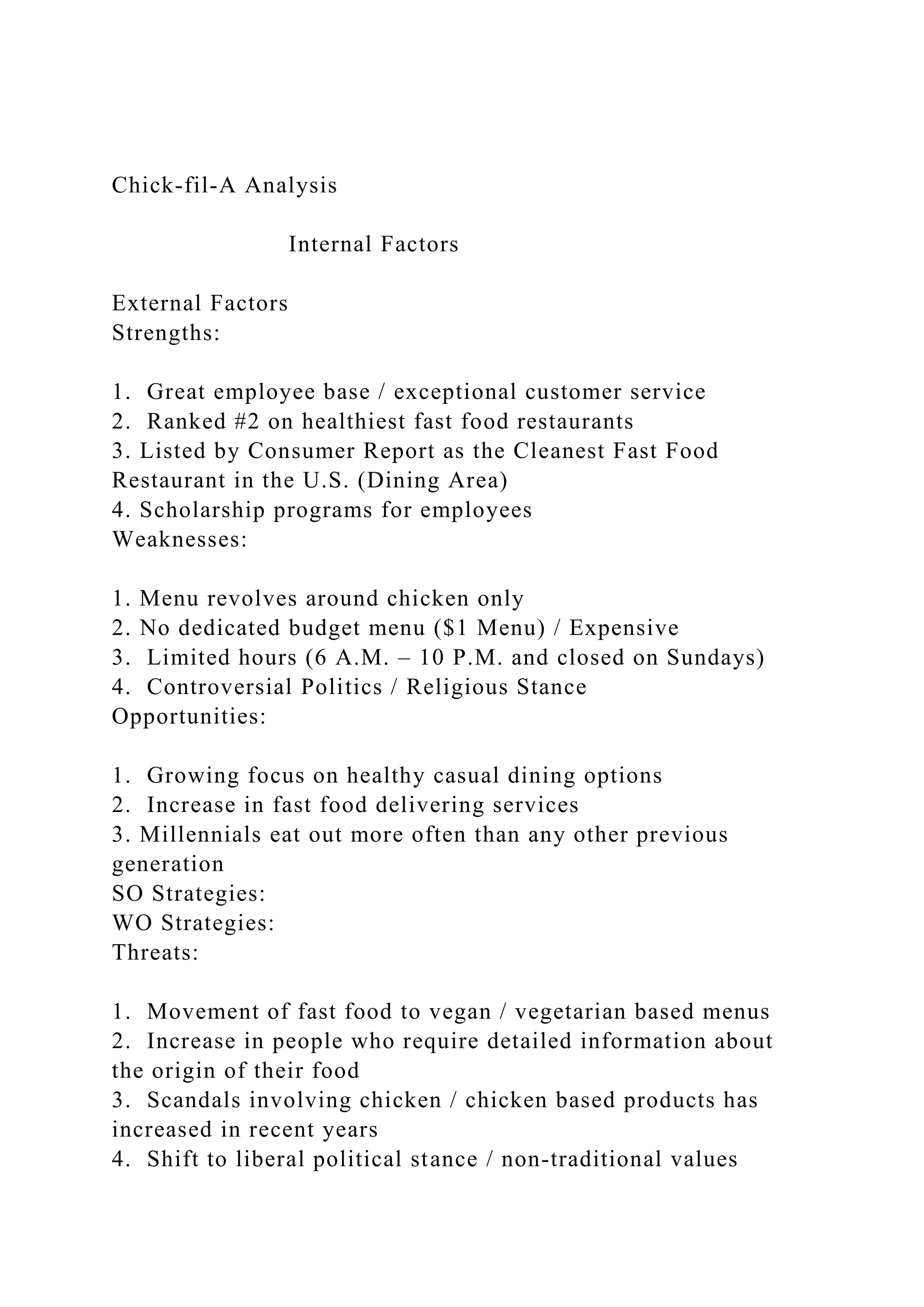 Chick-fil-A Analysis Internal Factors.docx