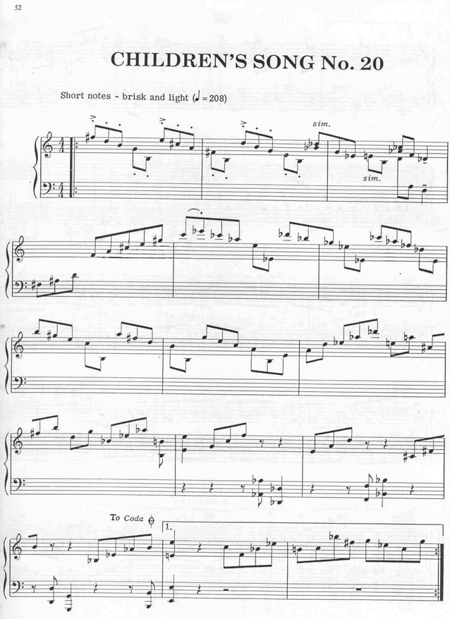 Chick corea 20 children's songs for piano | PDF