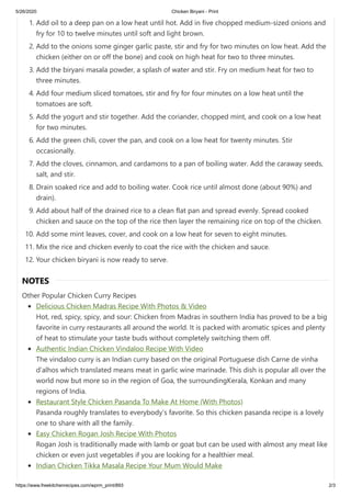 Chicken Biryani Recipe | PDF
