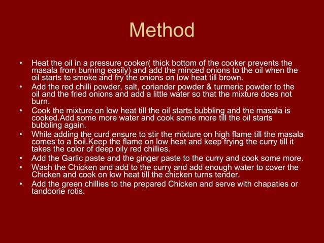 Chicken curry | PPT | Cooking | Food & Drink