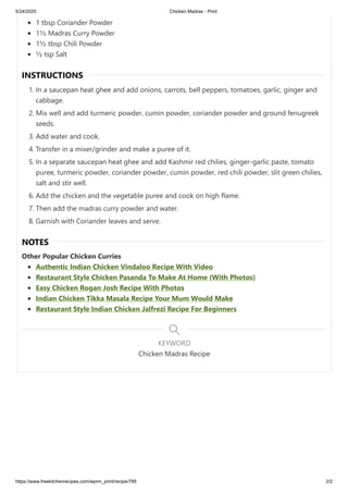 Chicken Madras Recipe | PDF